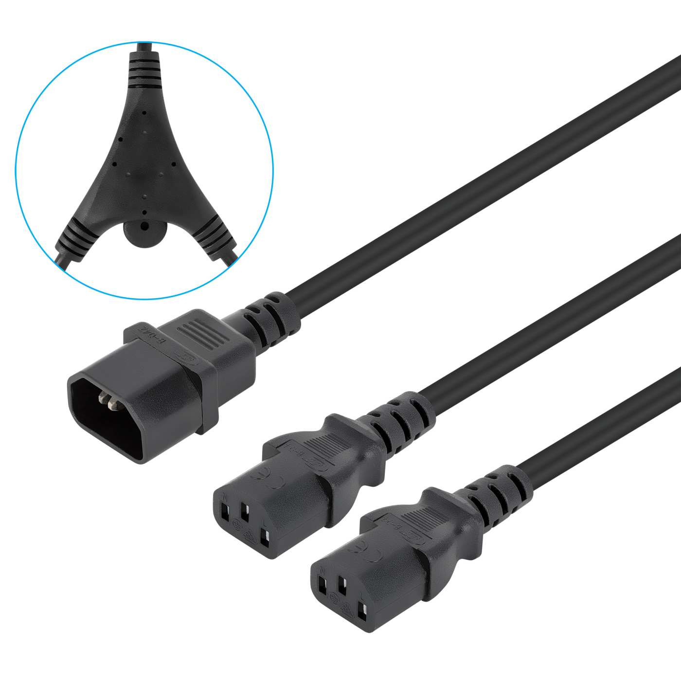 Stromkabel 2 x C13 auf C14, Y-Splitterkabel & Kaltgeräteverlängerung, 1 ...